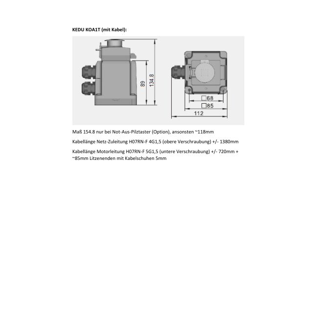 KEDU Motorstarter KOA1T Uc400V, 3~ bis 4kW (5,5kW S6) mit Kabeln, CEE ...